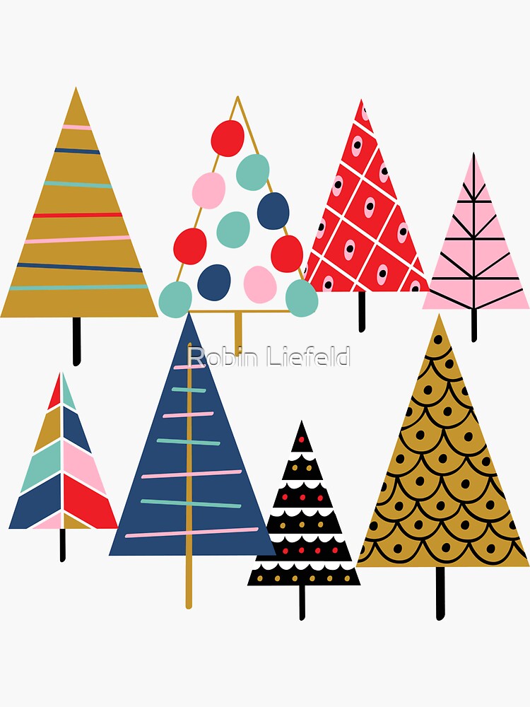 "Mod Christmas Trees" Sticker for Sale by robinliefeld | Redbubble