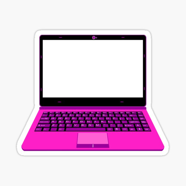 "realistic laptop vector illustration in pink and purple color" Sticker ...