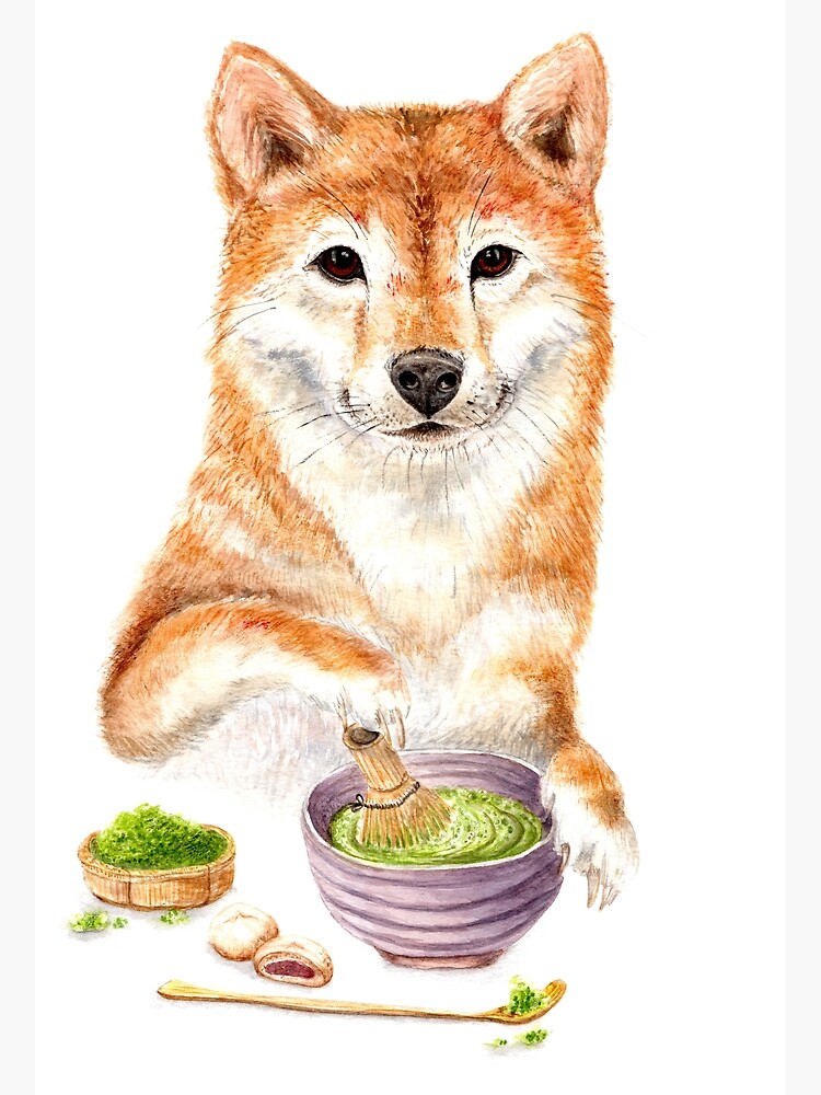 "Shiba Inu Making Matcha Tea" Art Print by Goosi | Redbubble