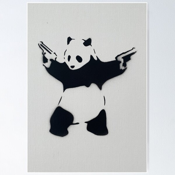 "Banksy Panda With Guns From Original Canvas" Poster for Sale by WE-ARE ...