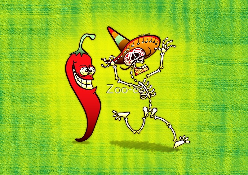 "Hot Chili Pepper Nightmare for a Mexican Skeleton" by Zoo-co | Redbubble