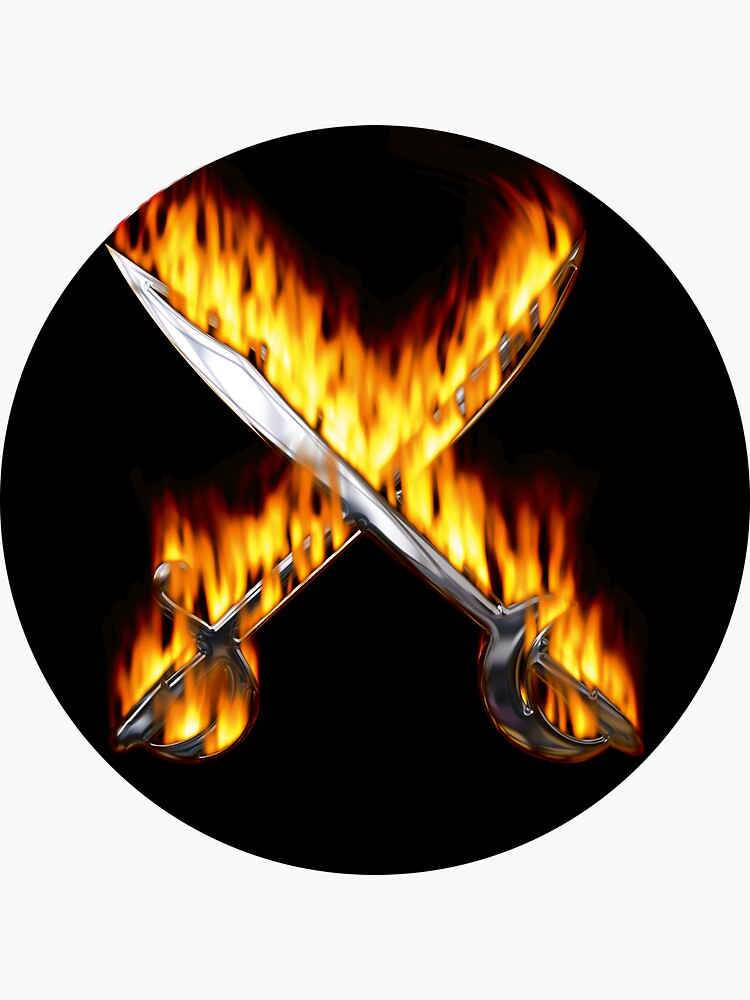 "Flaming Swords" Sticker for Sale by KeeganCreations | Redbubble