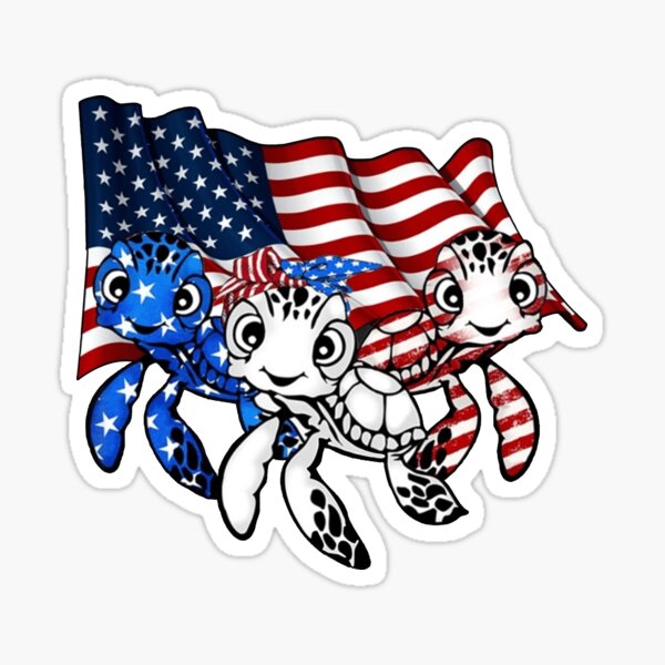 American Flag Turtle Stickers | Redbubble