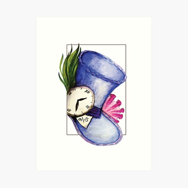 "Watercolor WATCHMAKER HAT from “Alice in wonderland”" Art Print for ...