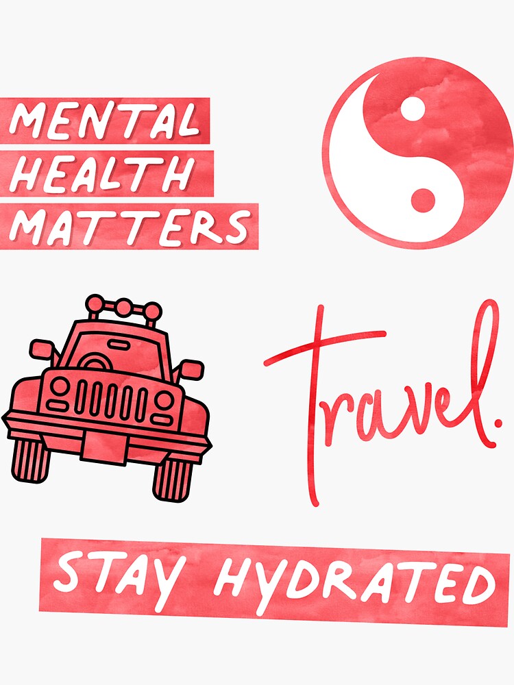 "red watercolor travel positive pack" Sticker by summerpositif | Redbubble