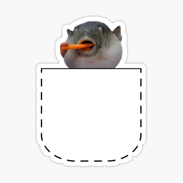 "Pufferfish carrot meme Peekaboo" Sticker by mommottix | Redbubble