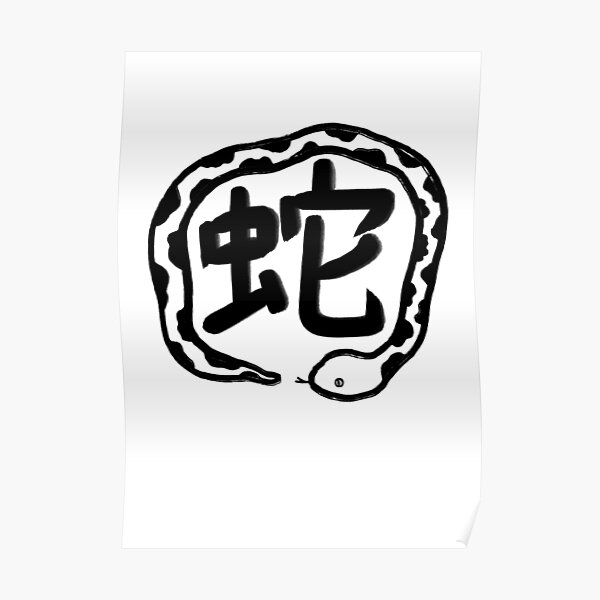 "Snake in Japanese Kanji" Poster for Sale by Marinaaa010 | Redbubble