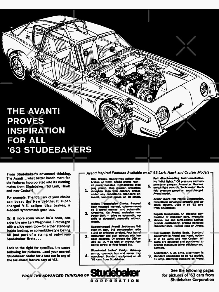 "STUDEBAKER AVANTI" Sticker by ThrowbackM2 | Redbubble