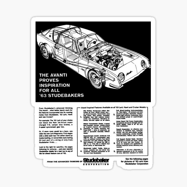 "STUDEBAKER AVANTI" Sticker by ThrowbackM2 | Redbubble