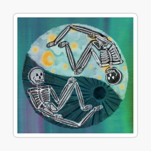 "Jungian Skeleton with Shadow Self in Celestial Yin-Yang" Sticker by ...