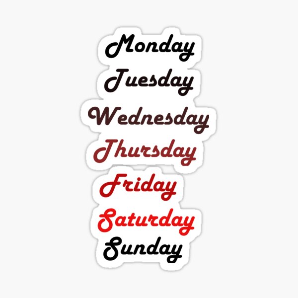 "Fun Days Of The Week Mood Chart Color Gradient" Sticker for Sale by ...