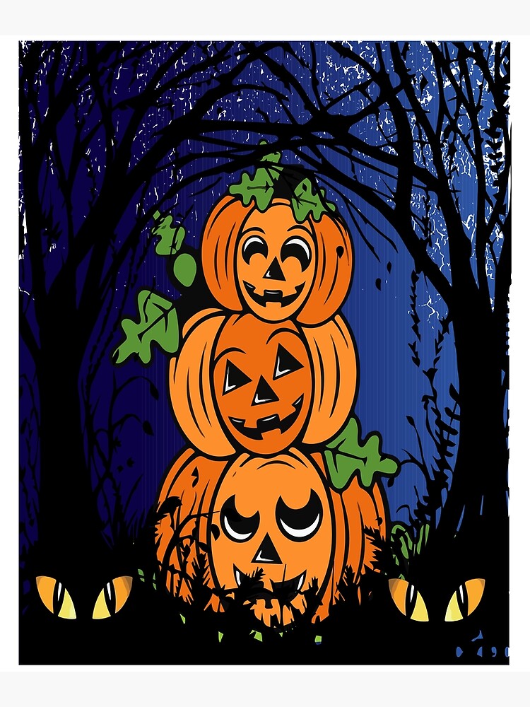Lámina fotográfica «Calabaza malvada espeluznante de Halloween con ojos ...