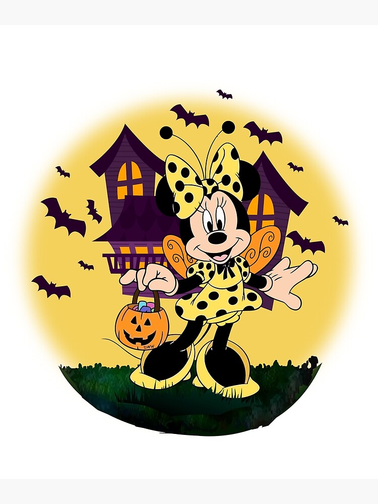 "Halloween Creepy Minnie Mouse Bee with Eerie Haunted House Evil Cats ...