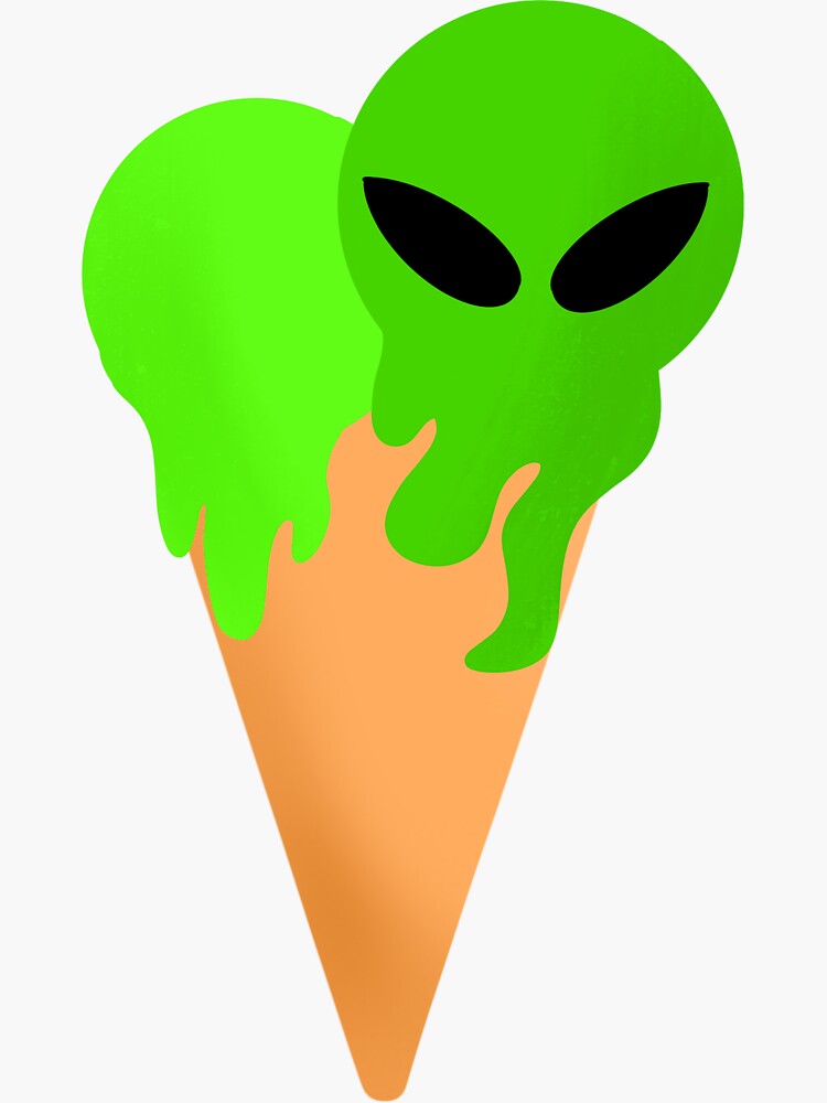 "Alien Ice Cream" Sticker for Sale by Trippy-doodles | Redbubble