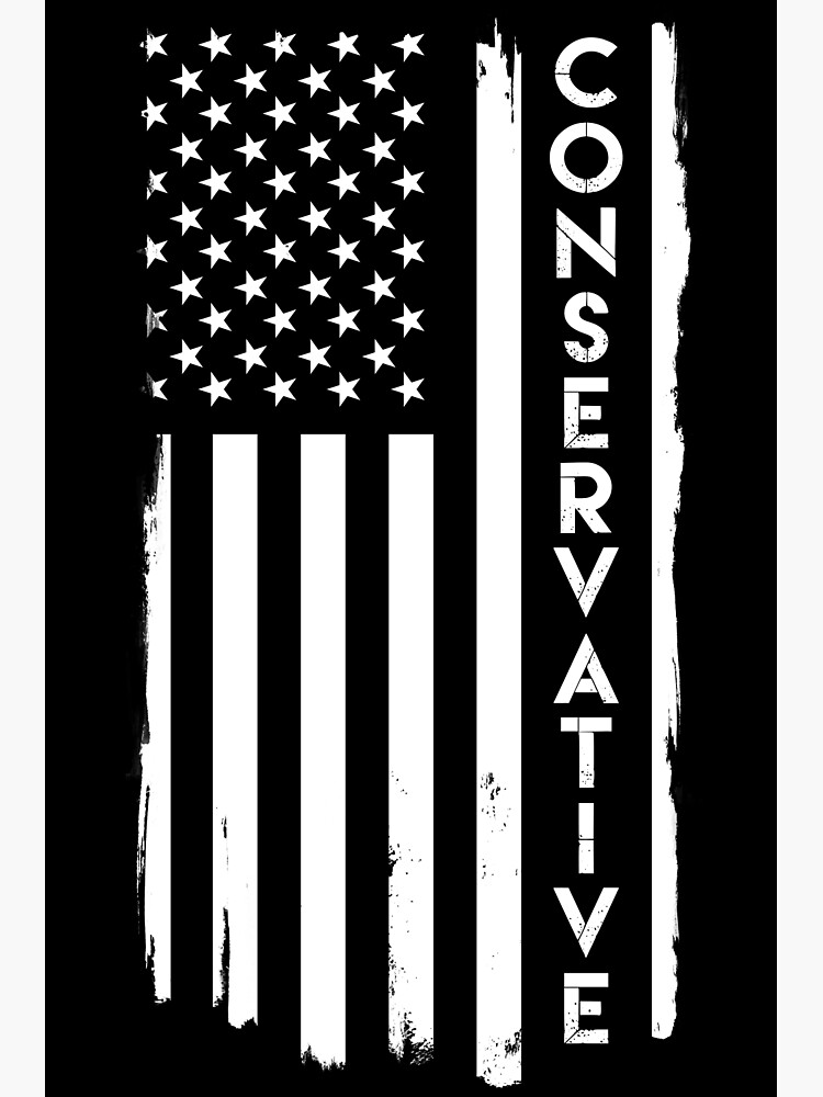 "Conservative Distressed US Flag White with White Text" Art Print by ...