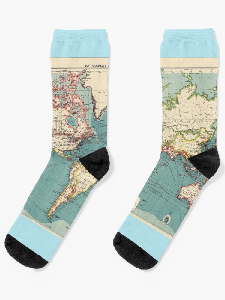 " Vintage Old Historical Detailed Blue World Map" Socks for Sale by ...