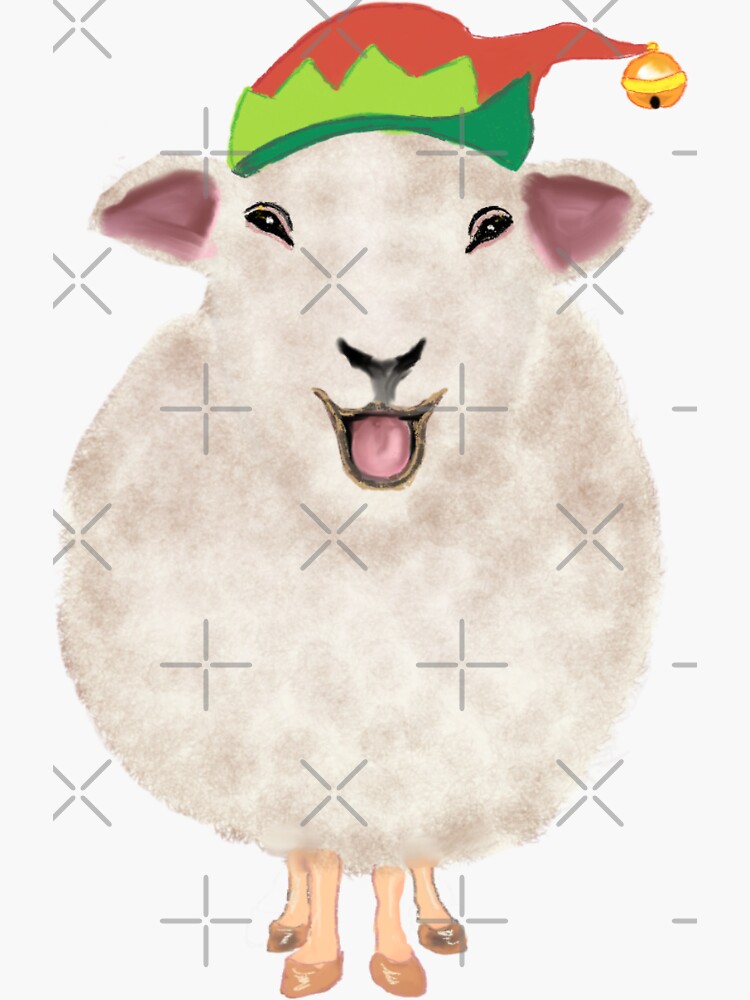"Sheep with Elf Hat" Sticker for Sale by MANUMONY | Redbubble