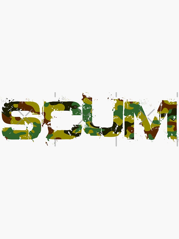 "SCUM Text Word (Military Camo)" Sticker by NawbuSmart | Redbubble