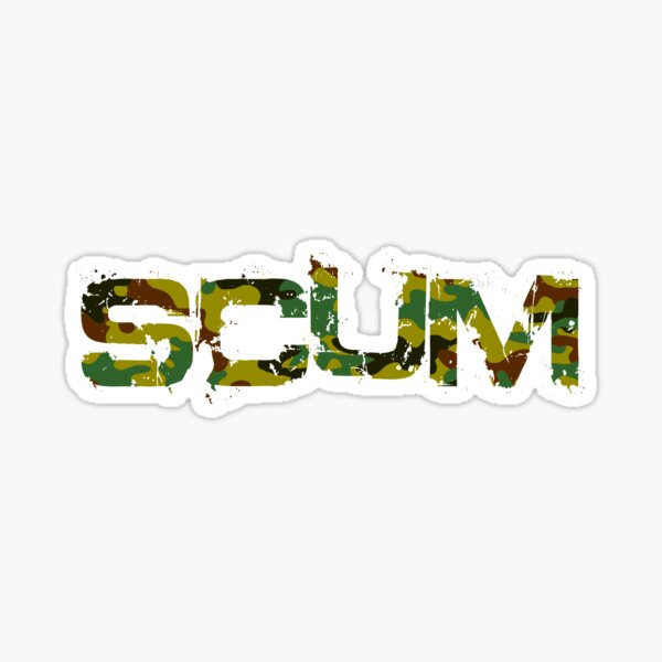 "SCUM Text Word (Military Camo)" Sticker by NawbuSmart | Redbubble