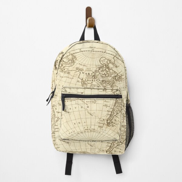 "Vintage Historical Detailed Black and White World Map" Backpack for ...