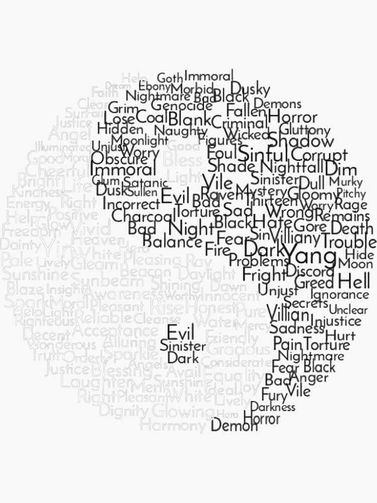 "Yin and Yang Word Art (Transparent)" Sticker for Sale by TheNeekyTree ...