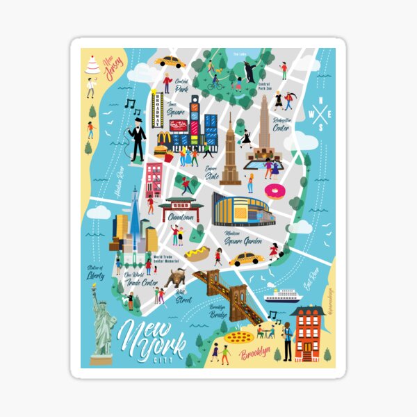 "New York City Map" Sticker for Sale by PrismasDesign | Redbubble