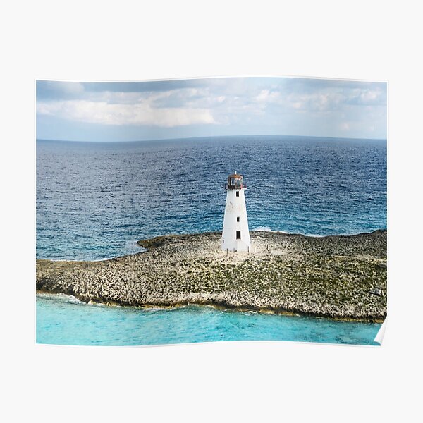 "Blue Ocean Lighthouse" Poster for Sale by DesignFunArt | Redbubble