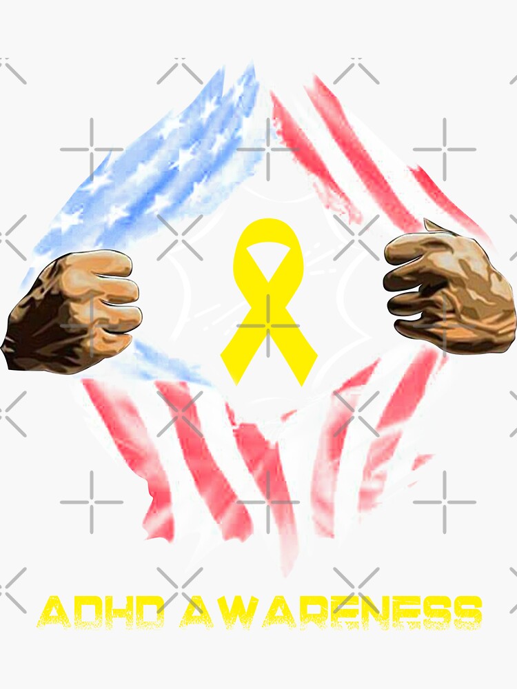 "ADHD Awareness American Flag" Sticker by ArangoaStore | Redbubble