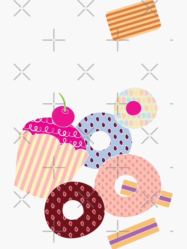 "Calling all bakers! Cake, Donuts, Biscuits icons" Sticker for Sale by ...