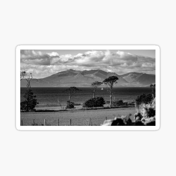 "Isle of Arran Monochrome Landscape Photography" Sticker for Sale by ...