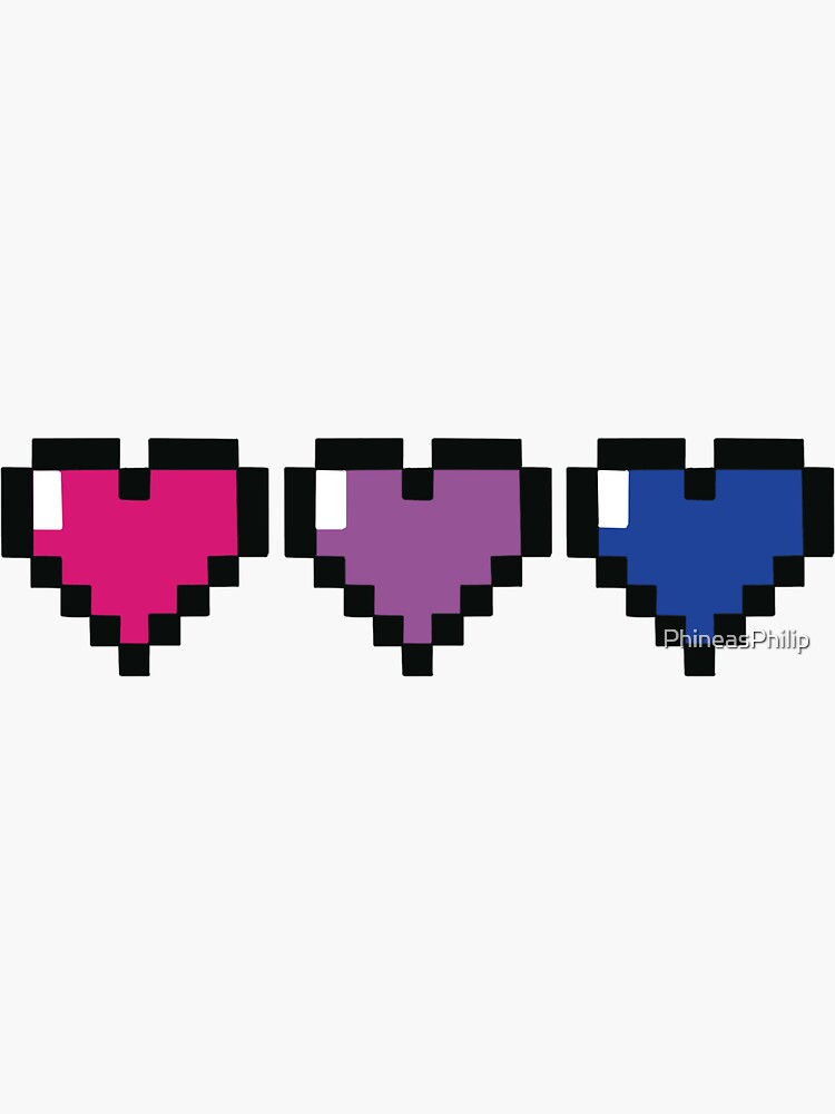 "Bi pixel hearts" Sticker by PhineasPhilip | Redbubble
