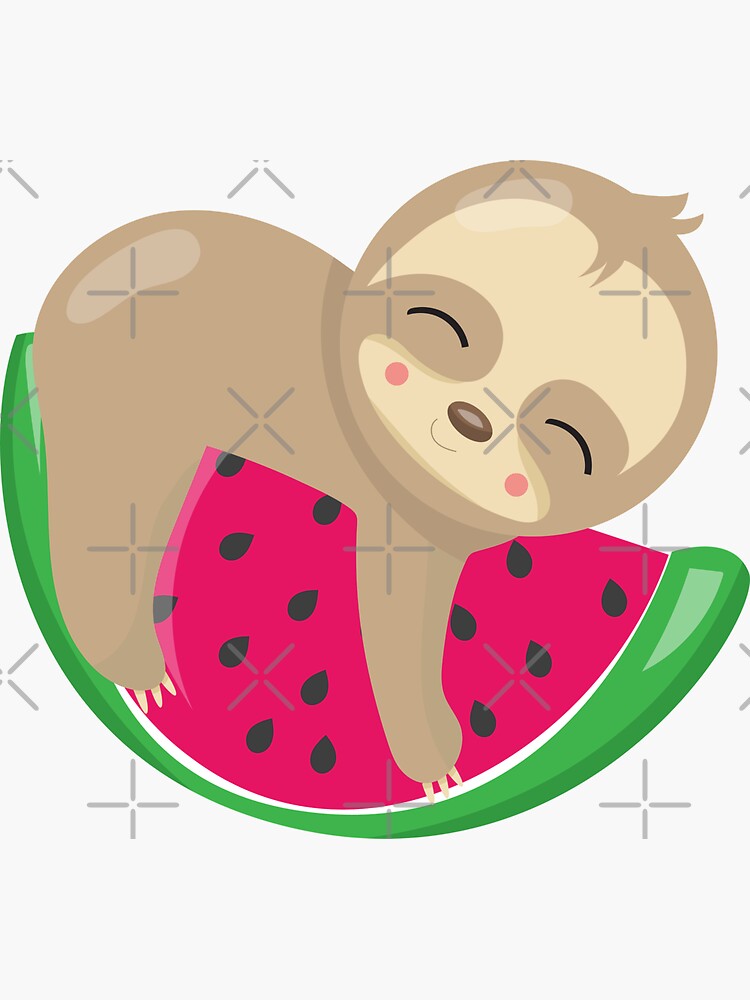 "Cute Sloth Watermelon" Sticker for Sale by TeeVision | Redbubble