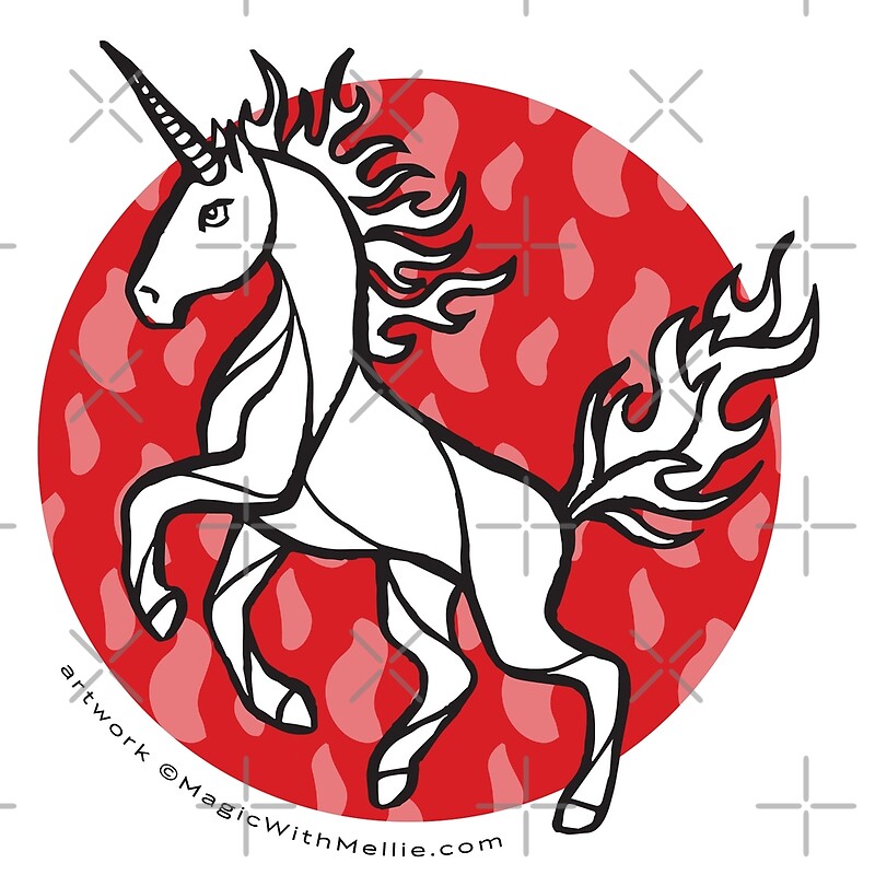 "Fire Unicorn with Flames — Inktober Unicorn illustration series" by ...