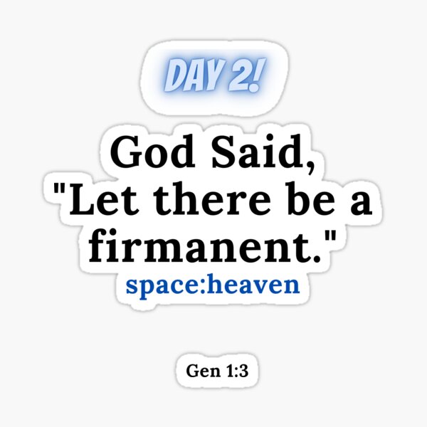 "Day 2 Creation" Sticker for Sale by fredtombo | Redbubble