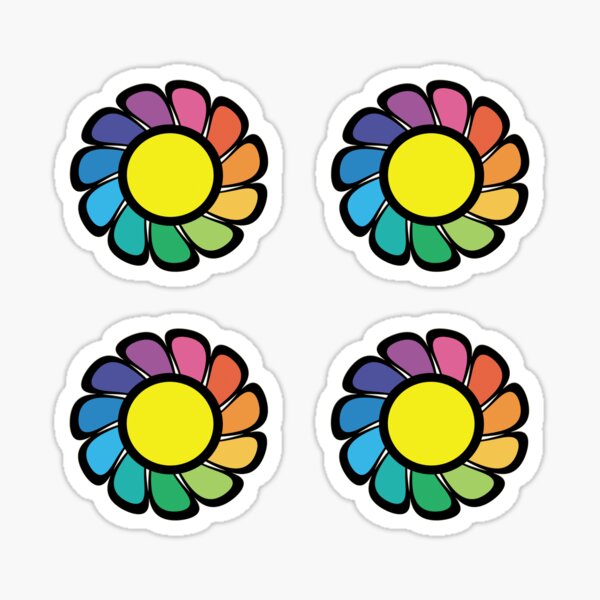 "rainbow flower sticker pack" Sticker by softboiledegg | Redbubble