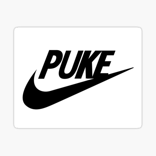 "ripped off logo - 'Puke'" Sticker by timothybeighton | Redbubble