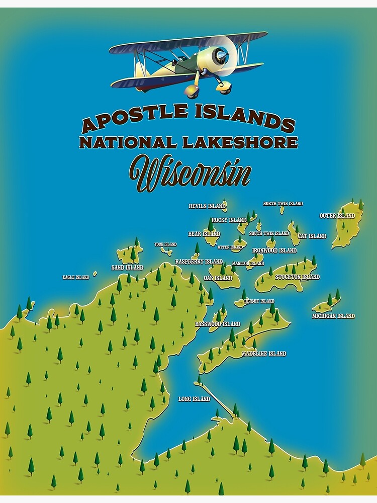 "Apostle Islands National Lakeshore map" Photographic Print for Sale by ...