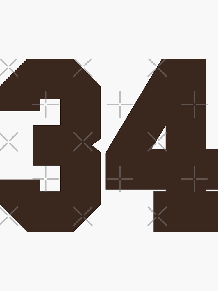 "34 Number Cleveland Sports Thirty-Four Brown Jersey" Sticker by ...