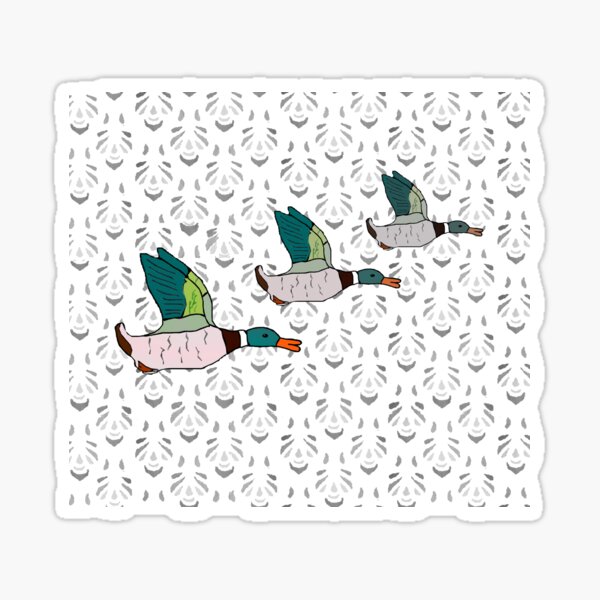 "Flying Ducks on Kitsch Seventies Wallpaper Decor" Sticker by ...