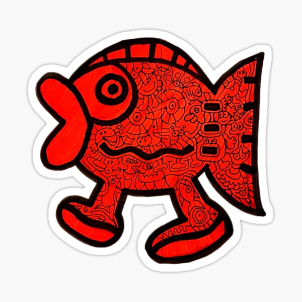 "Red Snapper Fish Doodle" Sticker for Sale by scaleupincome | Redbubble