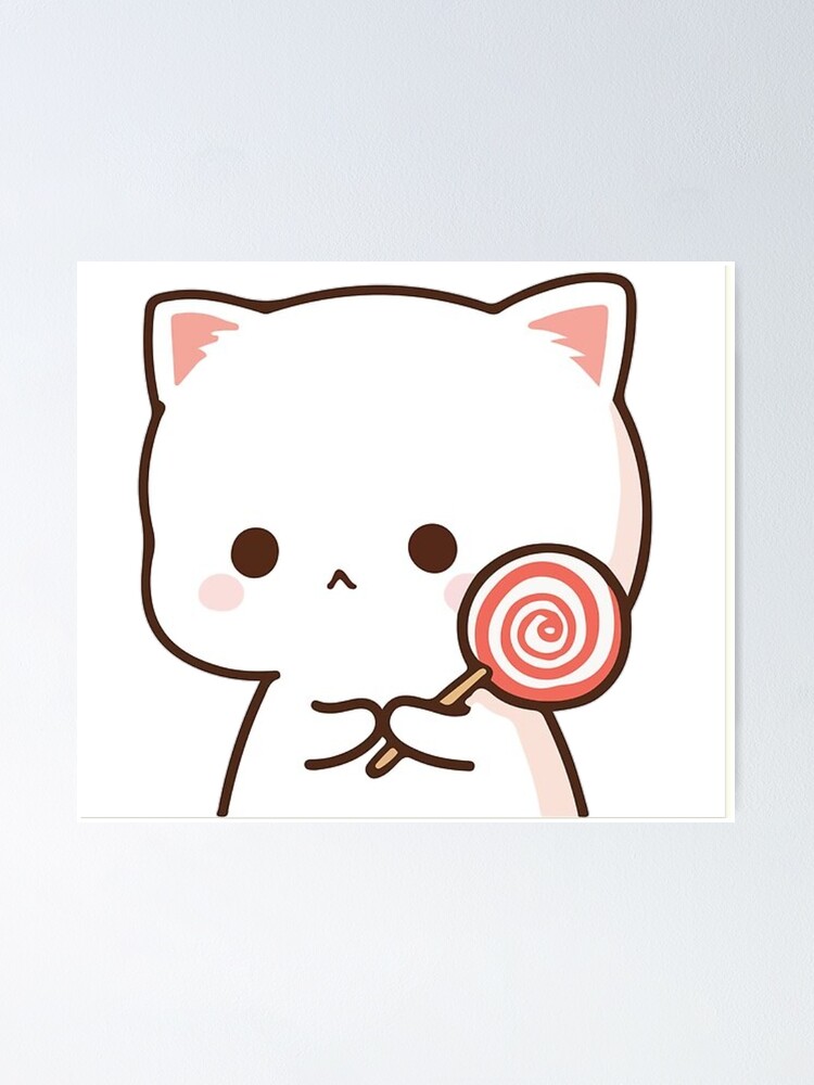 "Peach Goma Mochi Mochi Cat Lolipop Sad Pose " Poster for Sale by ...