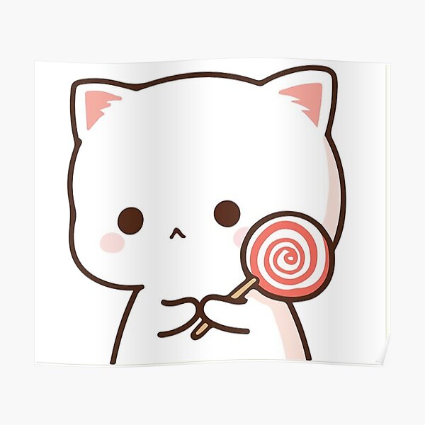 "Peach Goma Mochi Mochi Cat Lolipop Sad Pose " Poster for Sale by ...