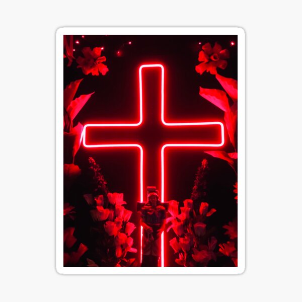 "Red Cross With Red Light" Sticker by Lordakki | Redbubble