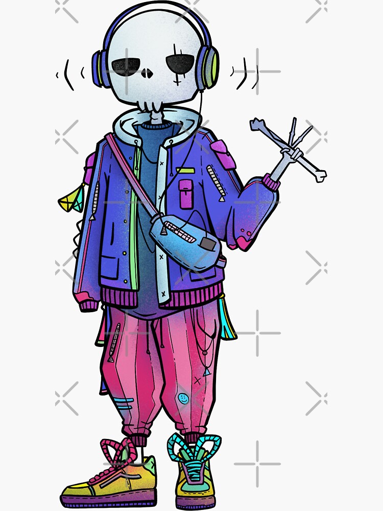"Vibing Skeleton" Sticker for Sale by ArlonBlank | Redbubble
