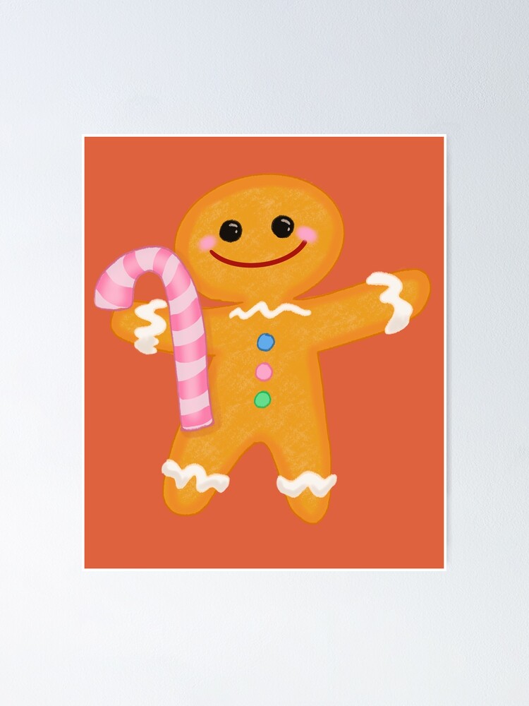 "Gingerbread Man (Red Background)" Poster by rachelleybell | Redbubble