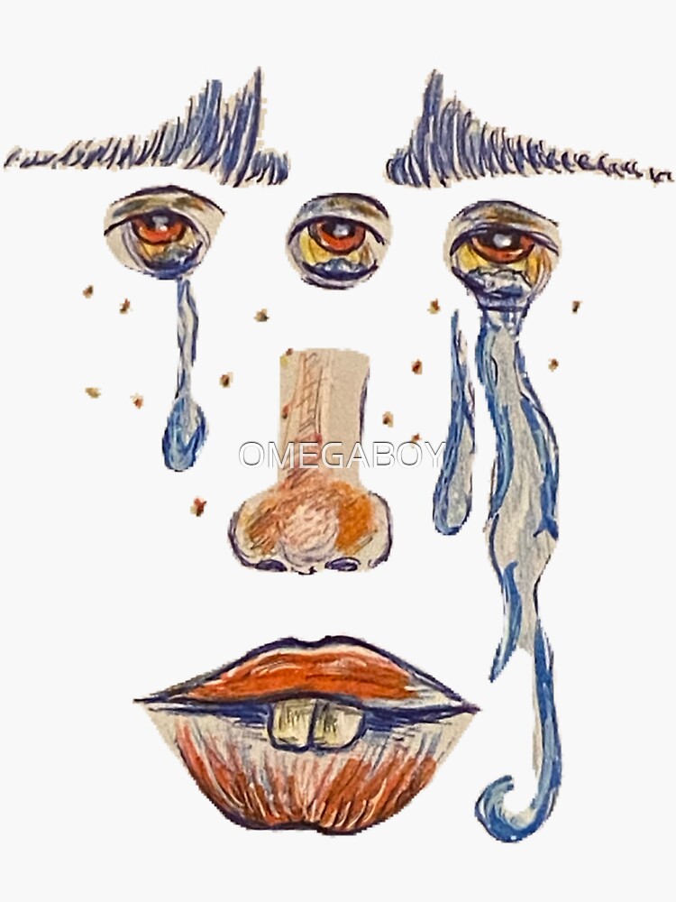 "Crying face" Sticker by OMEGABOY | Redbubble