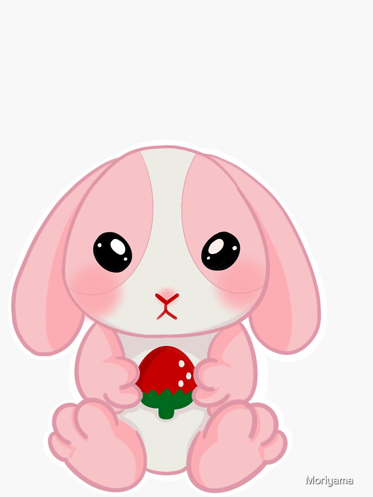 "Strawberry bunny loppy kawaii chibi rabbit sticker" Sticker for Sale ...