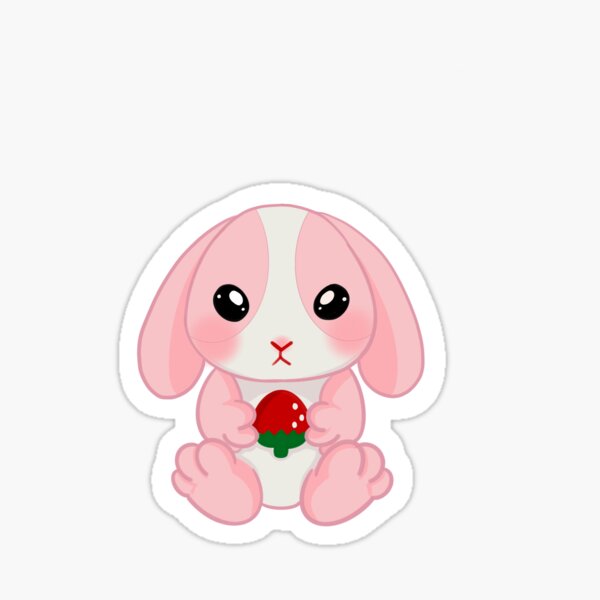 "Strawberry bunny loppy kawaii chibi rabbit sticker" Sticker for Sale ...