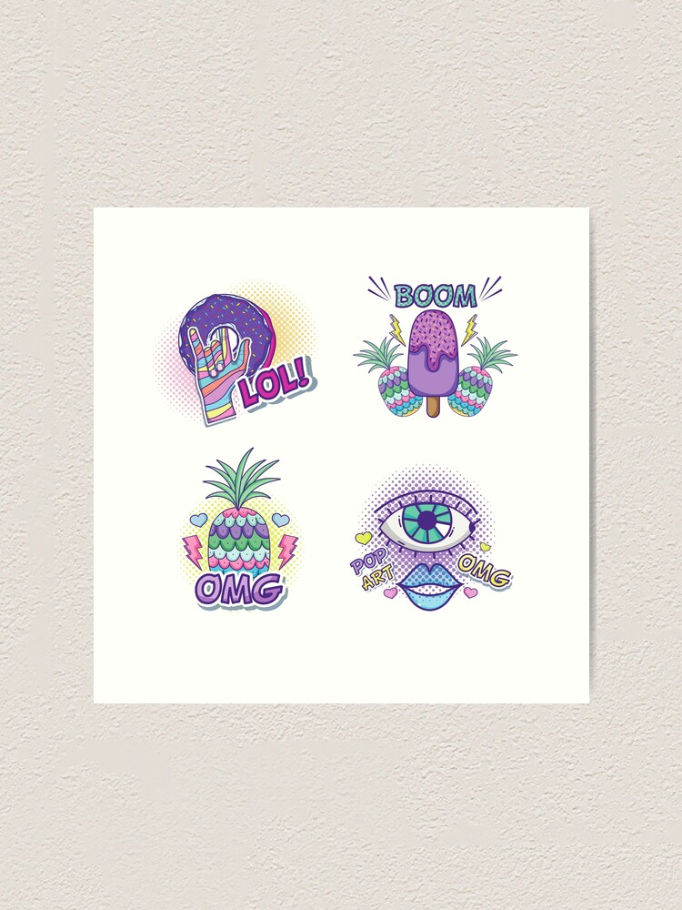 "Retro Modern Pop Culture Sticker Pack" Art Print for Sale by ...