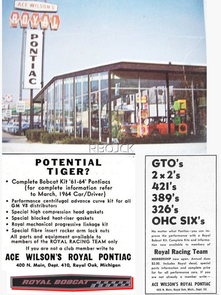 "ROYAL PONTIAC DEALERSHIP IMAGE 1960'S " Sticker by RBOJCK | Redbubble